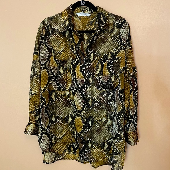 Zara | Tops | Oversized Snake Print Shirt Zara | Poshmark